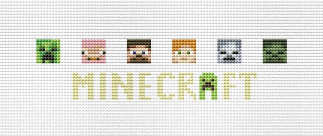 Mine Characters Cross Stitch Pattern Pixel People Mine Craft Heads ...