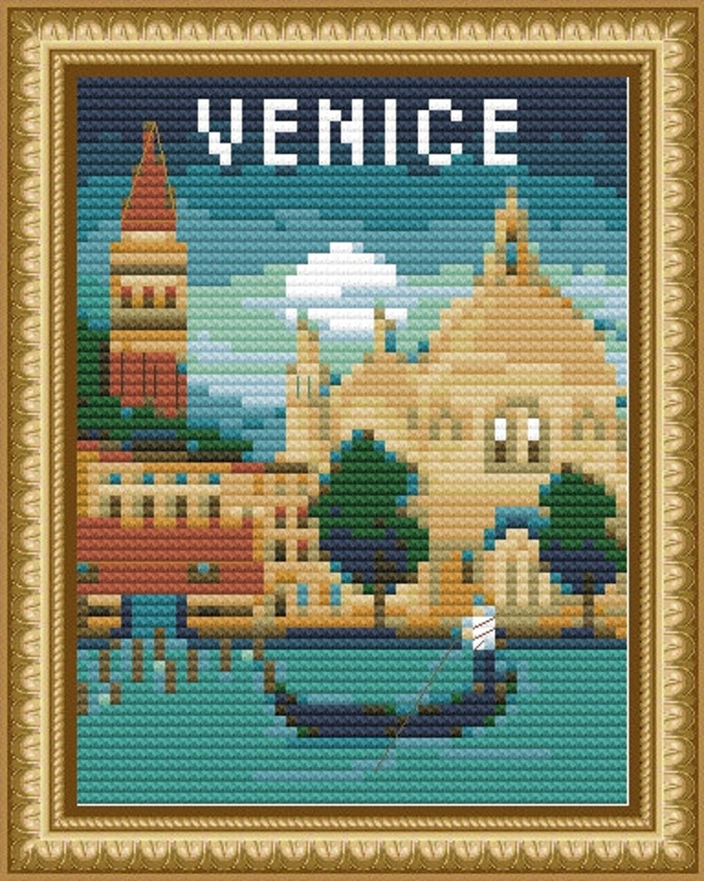 Venice Mini Cross Stitch Pattern Italy Venice City Travel Post Card PDF ...
