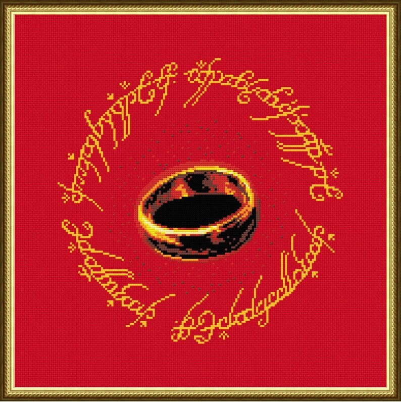 LOTR One Ring Cross Stitch Pattern Lord of the Rings Master Ring Frodo ...