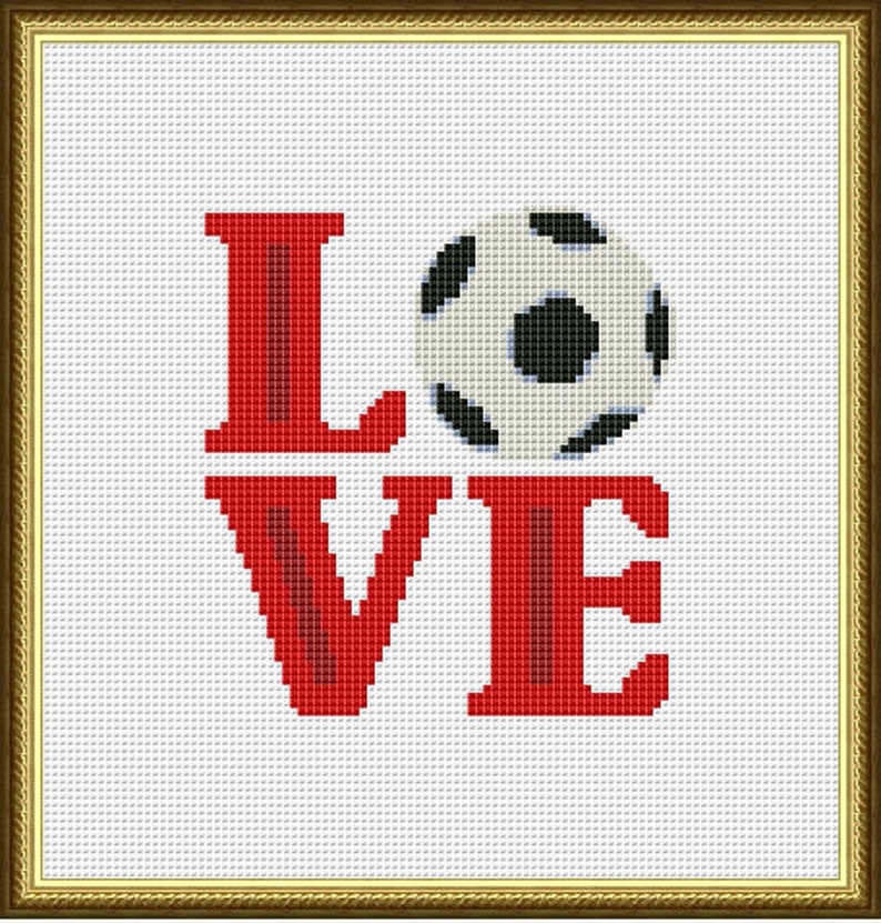 Set of 4 Sport Cross Stitch Pattern Love Football Soccer Baseball ...