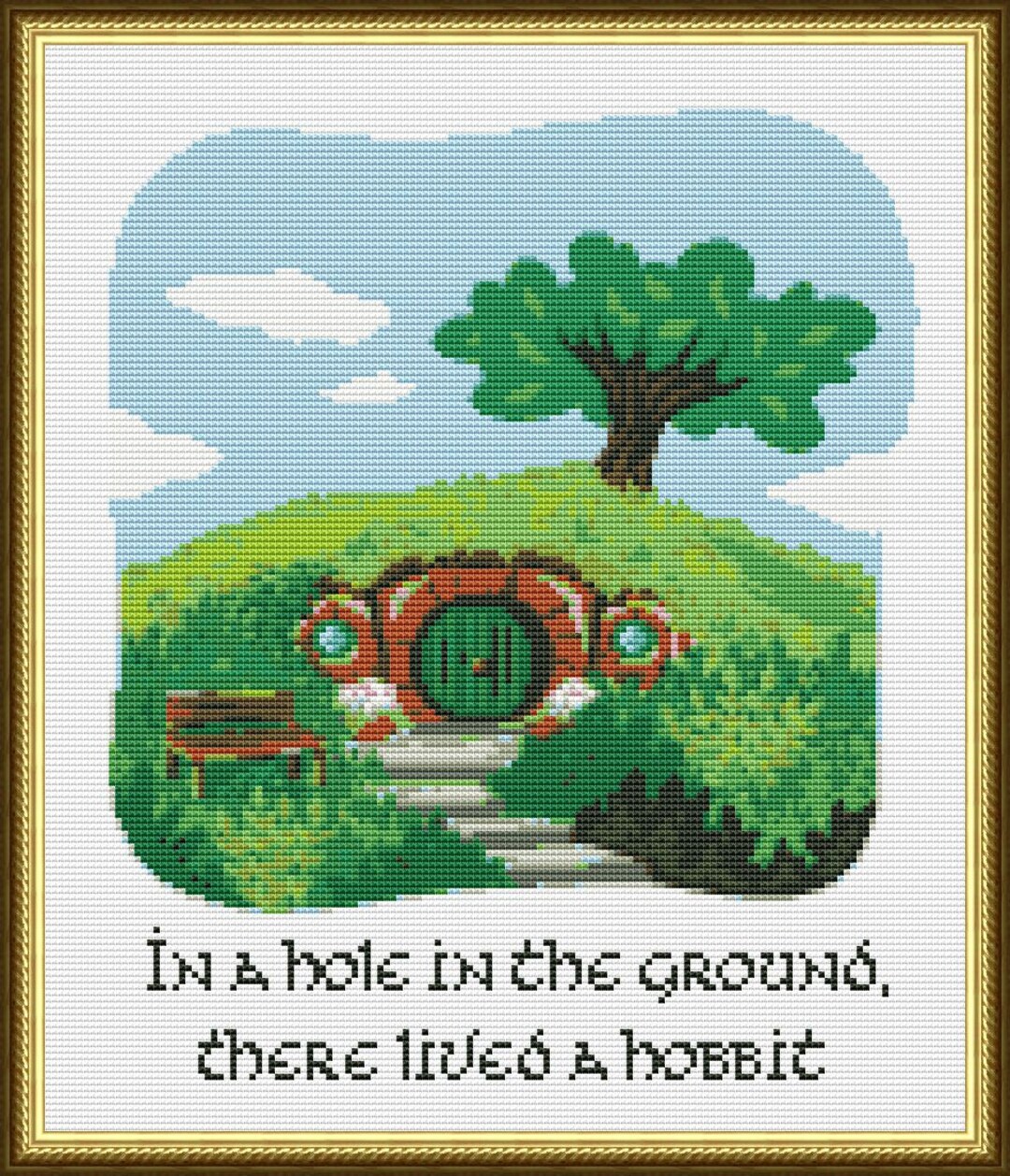 Hobbit Hole Cross Stitch Pattern Lord of the Rings Hobbiton Embroidery ...