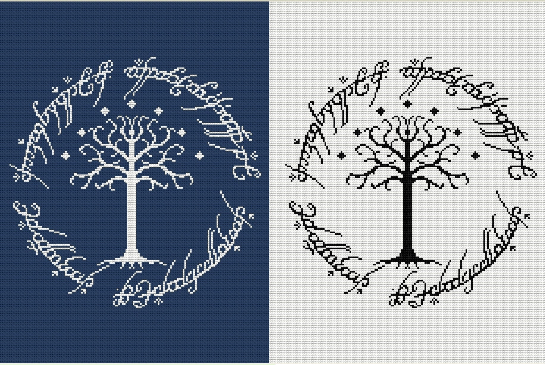 LOTR Tree of Gondor Cross Stitch Pattern Magic White Tree Lord of the ...