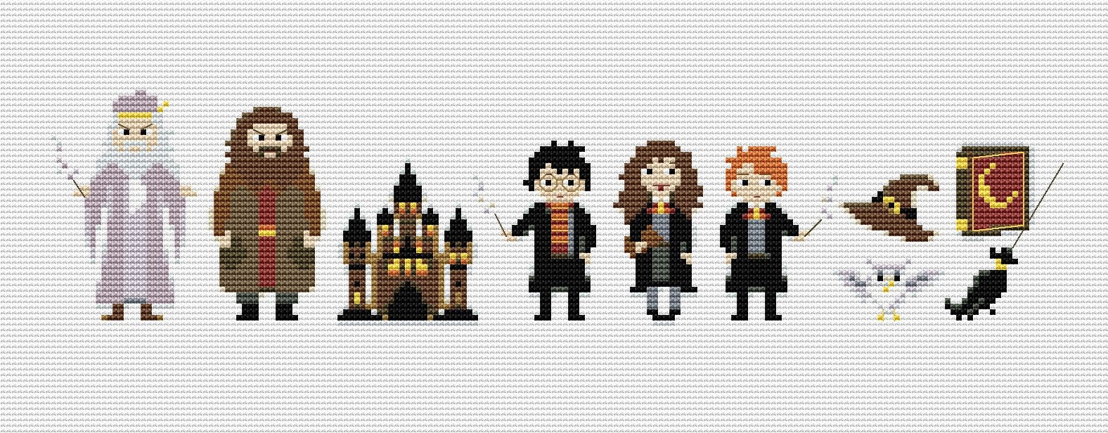 Harry Characters Cross Stitch Pattern Pixel People Potter Hermione Ron ...