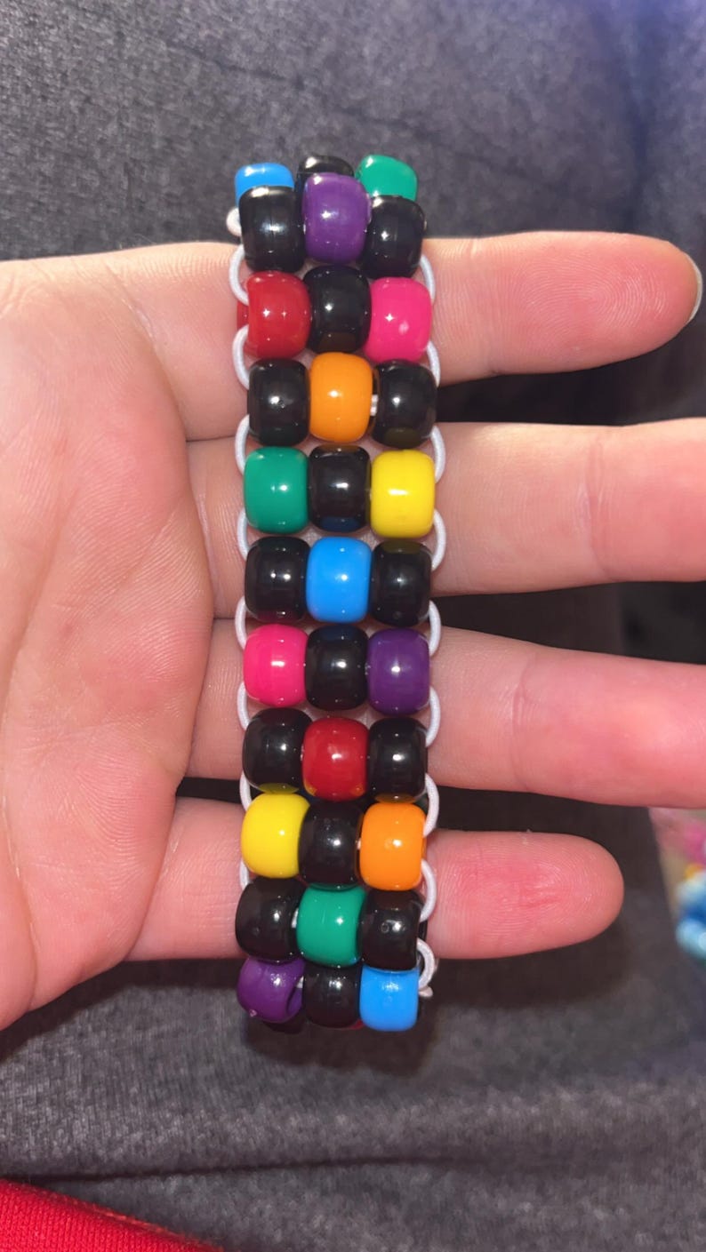 Checkered KANDI Flat/ladder Stitch CUFF/BRACELET - Etsy