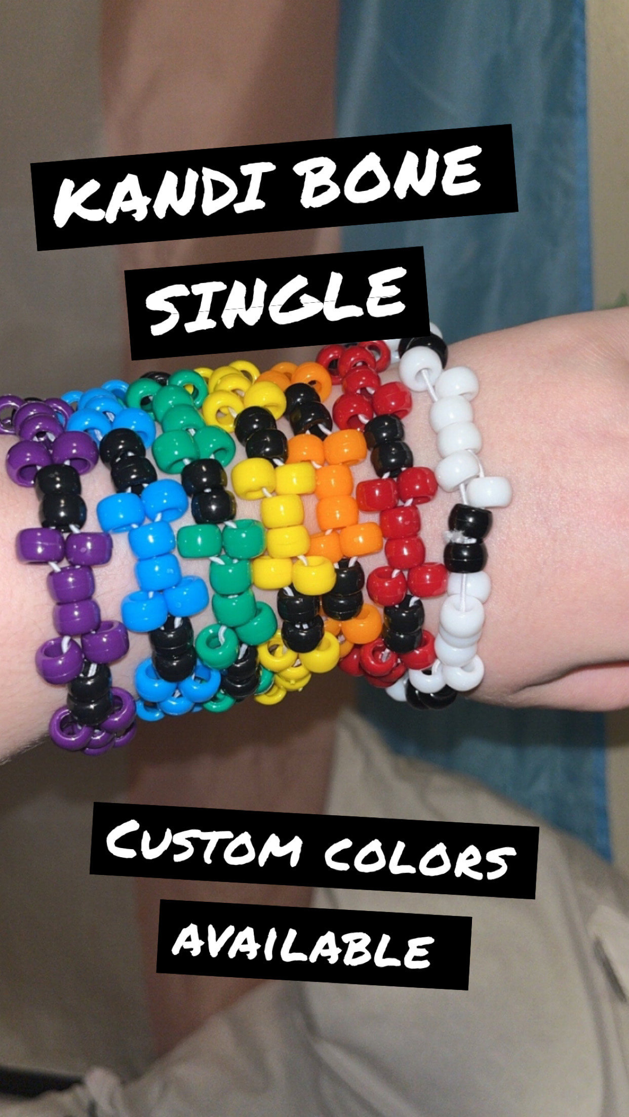 BONE Kandi Bracelet Single - Etsy