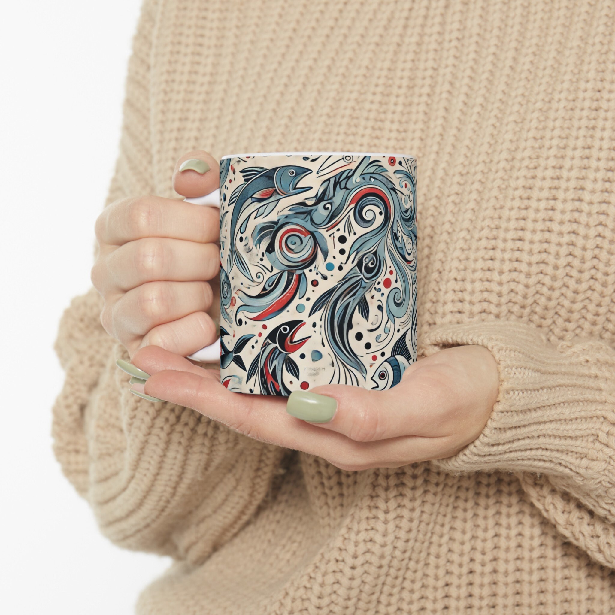 Ceramic Art Mug, Finland Pattern Coffee Cup, Marimekko Inspired ...
