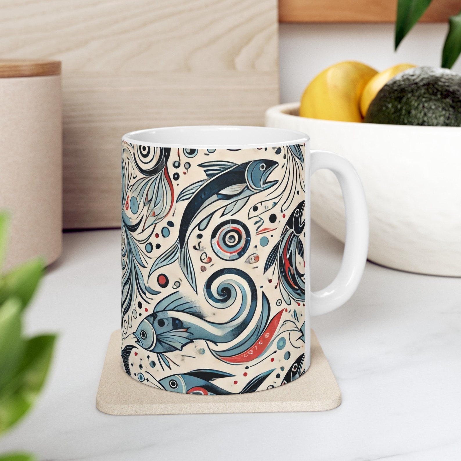 Ceramic Art Mug, Finland Pattern Coffee Cup, Marimekko Inspired ...