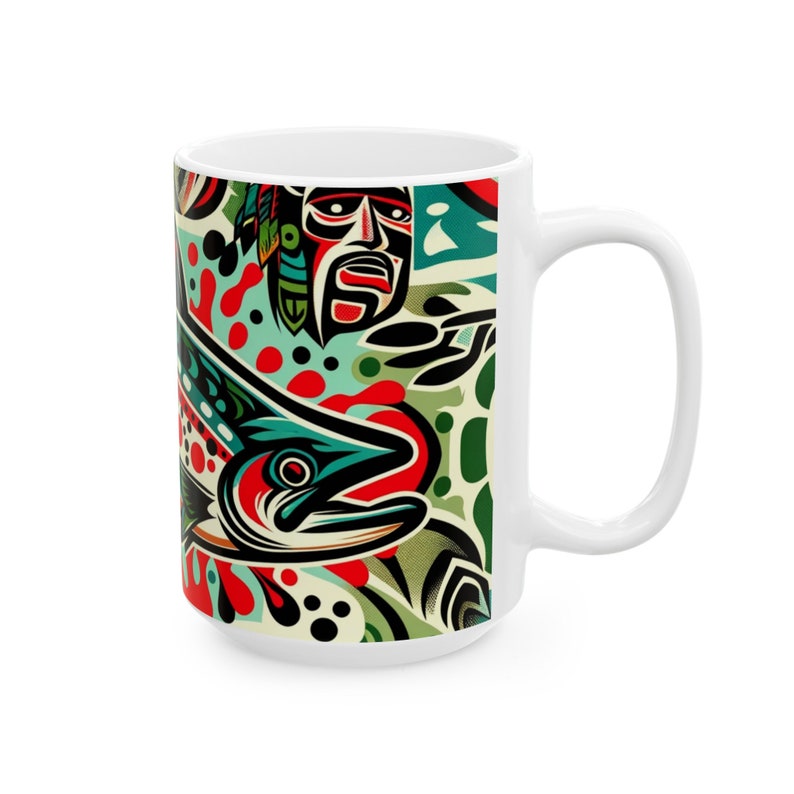 Salmon Art Ceramic Mug, Fishing Lover Gift, Marimekko Coffee Cup, Dad's ...