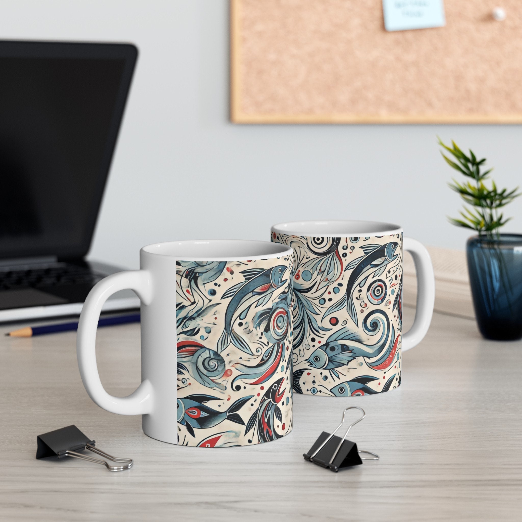 Ceramic Art Mug, Finland Pattern Coffee Cup, Marimekko Inspired ...