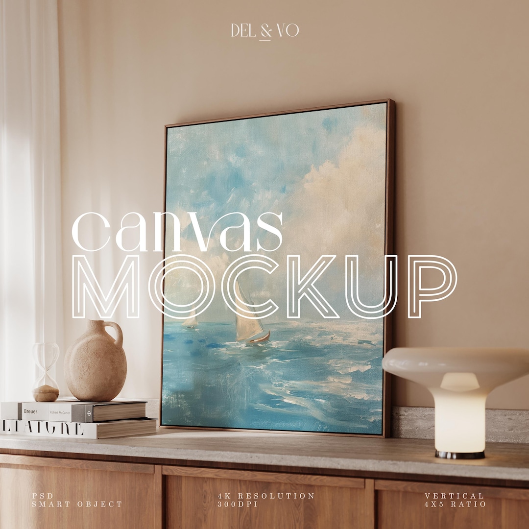 Canvas Mockup Vertical 4X5 Ratio Float Frame Mockup for Wall Art Print ...