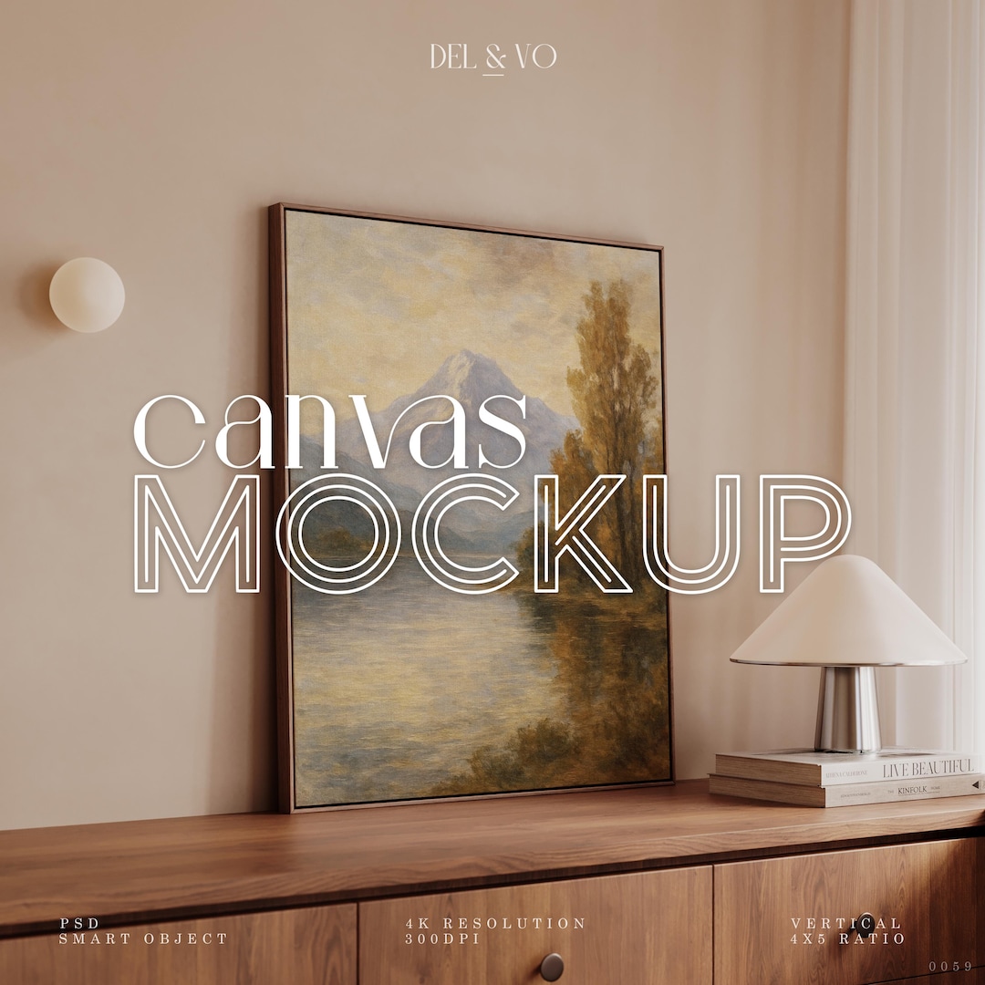 Canvas Mockup Vertical 4X5 Ratio Float Frame Mockup for Wall Art Print ...