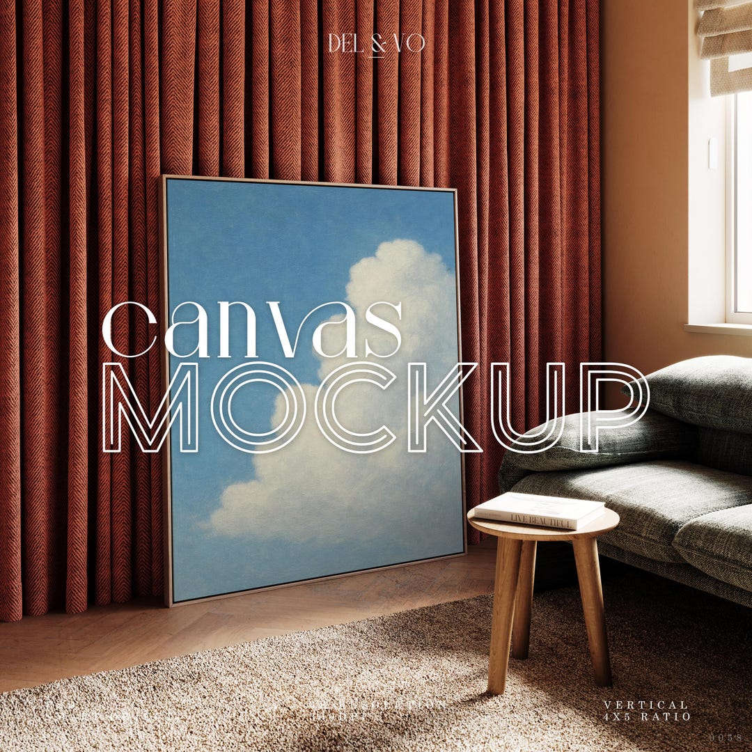 Canvas Mockup Vertical 4X5 Ratio Float Frame Mockup for Wall Art Print ...