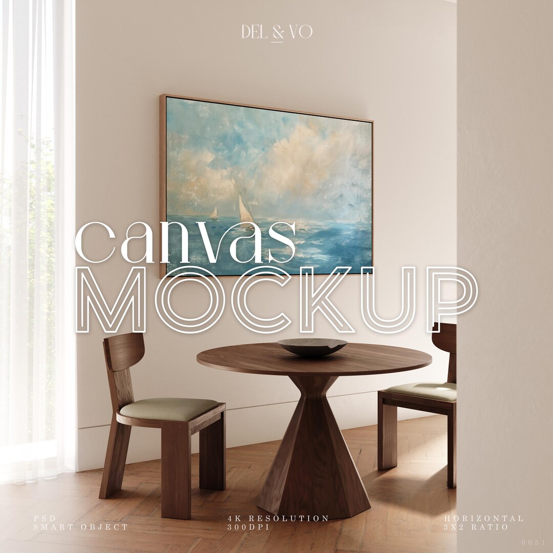 Horizontal Canvas Mockup 3X2 Ratio Float Frame Mockup for Wall Art ...