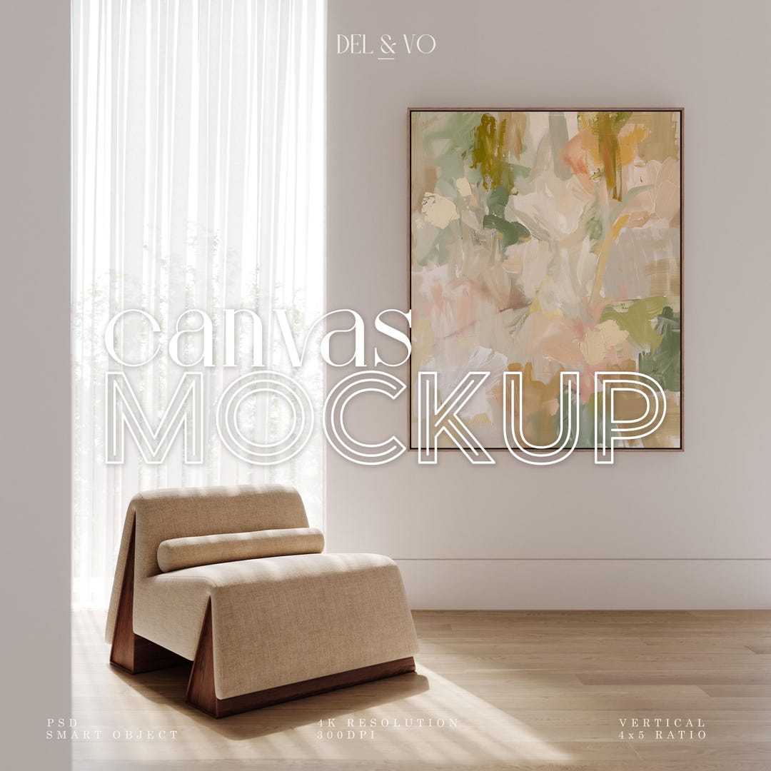 Canvas Mockup Vertical 4X5 Ratio Float Frame Mockup for Wall Art Print ...