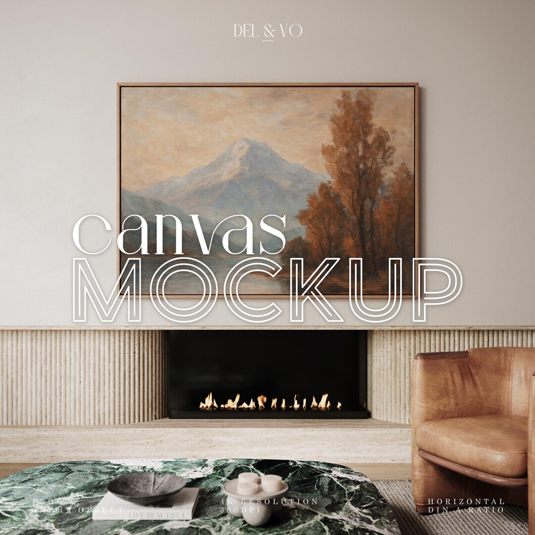 Horizontal Canvas Mockup DIN A Float Frame Mockup for Wall Art Print ...