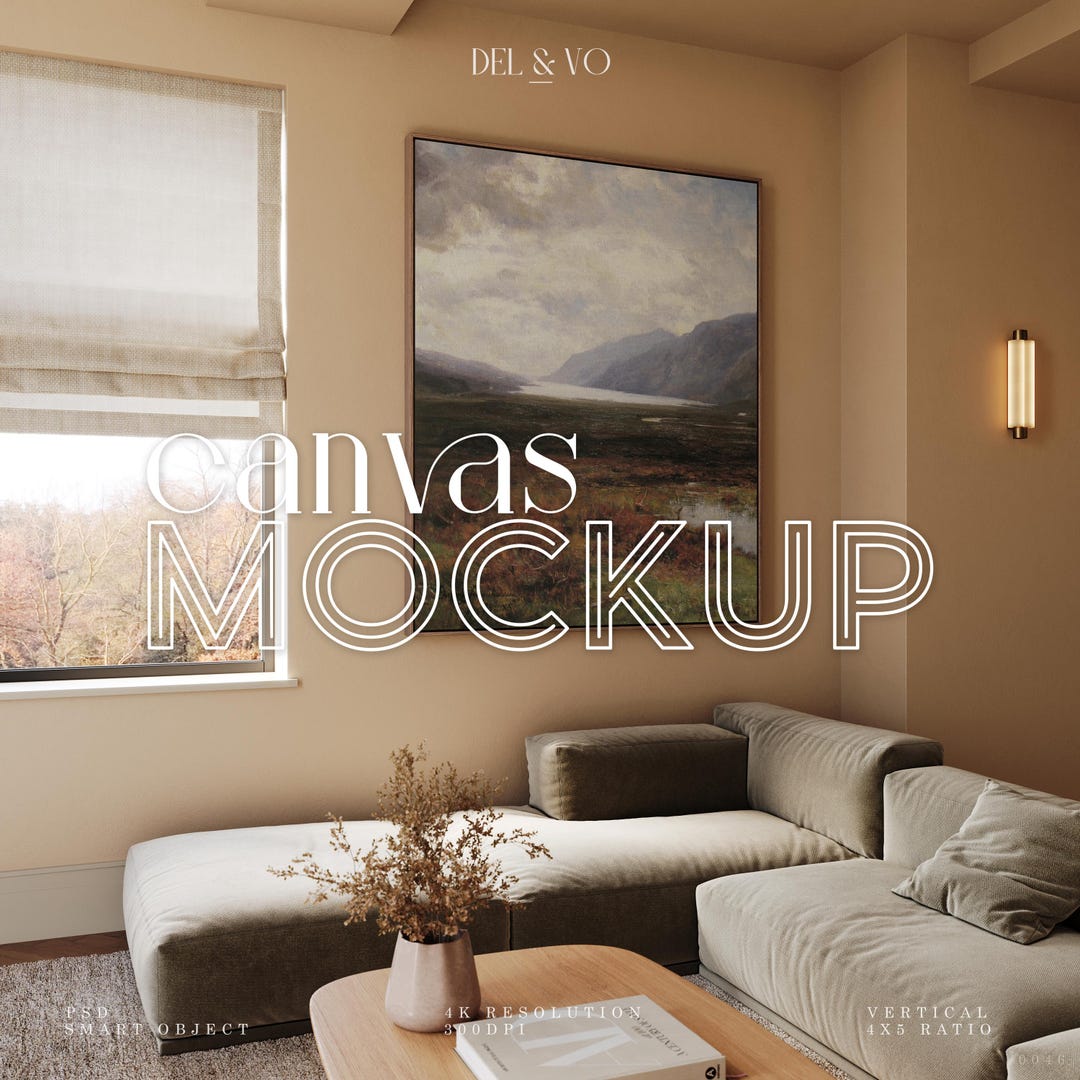 Canvas Mockup Vertical 4X5 Ratio Float Frame Mockup for Wall Art Print ...