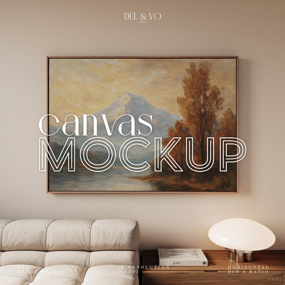 Horizontal Canvas Mockup DIN A Float Frame Mockup for Wall Art Print ...