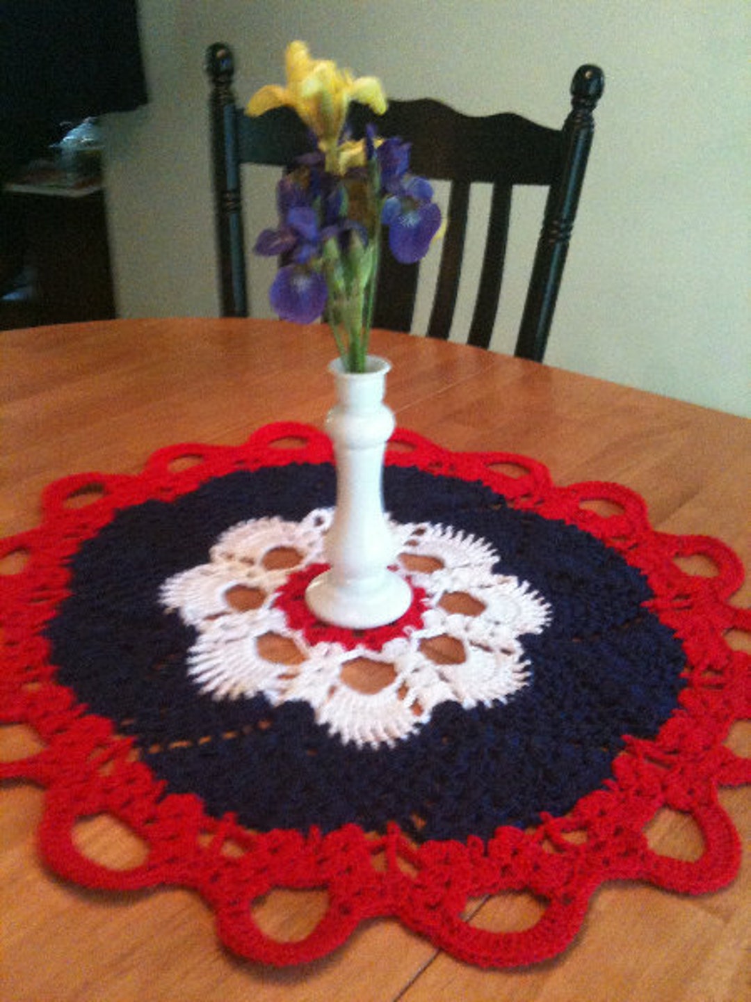 Table Centerpiece Hand-crocheted Americana Colors - Etsy