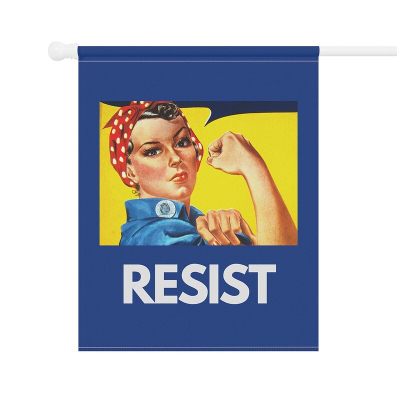 Banner, Rosie the Riveter Anti Trump, Anti MAGA RESIST, Protest Flag ...