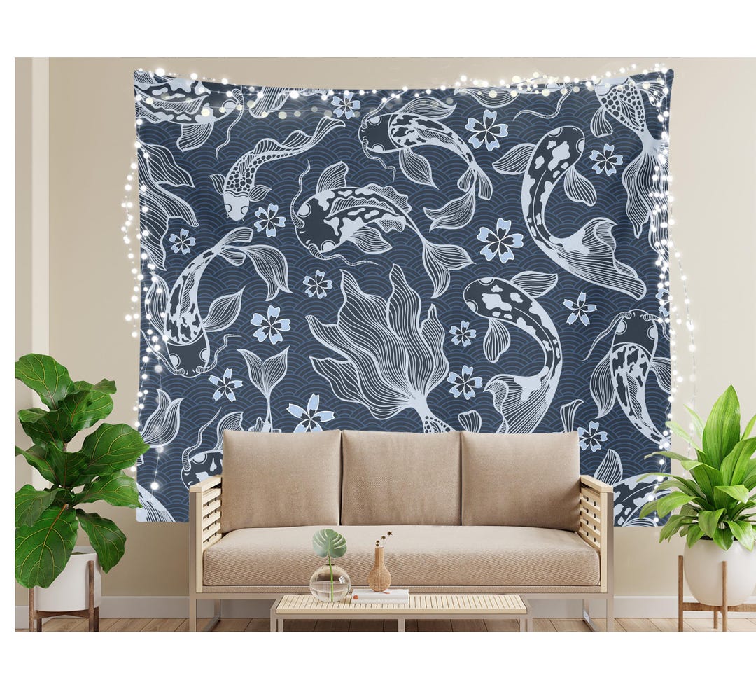 Calming Koi Tapestry | Meditation Room Tapestry | Zen Aesthetic | - Etsy