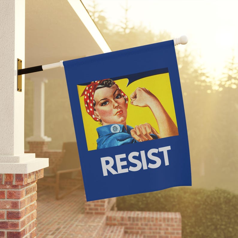 Banner, Rosie the Riveter Anti Trump, Anti MAGA RESIST, Protest Flag ...