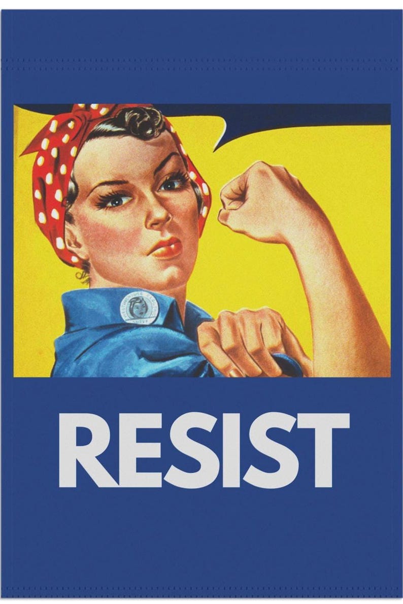 Banner, Rosie the Riveter Anti Trump, Anti MAGA RESIST, Protest Flag ...