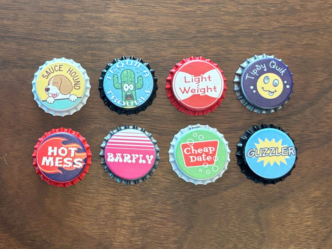 Custom Bottle Cap Magnets | Tipsy Trails Game Pawn Magnets - Etsy