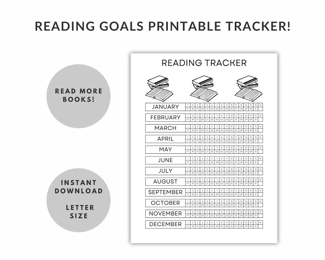 Reading Tracker Printable! Black-white. Grayscale. Motivation in ...