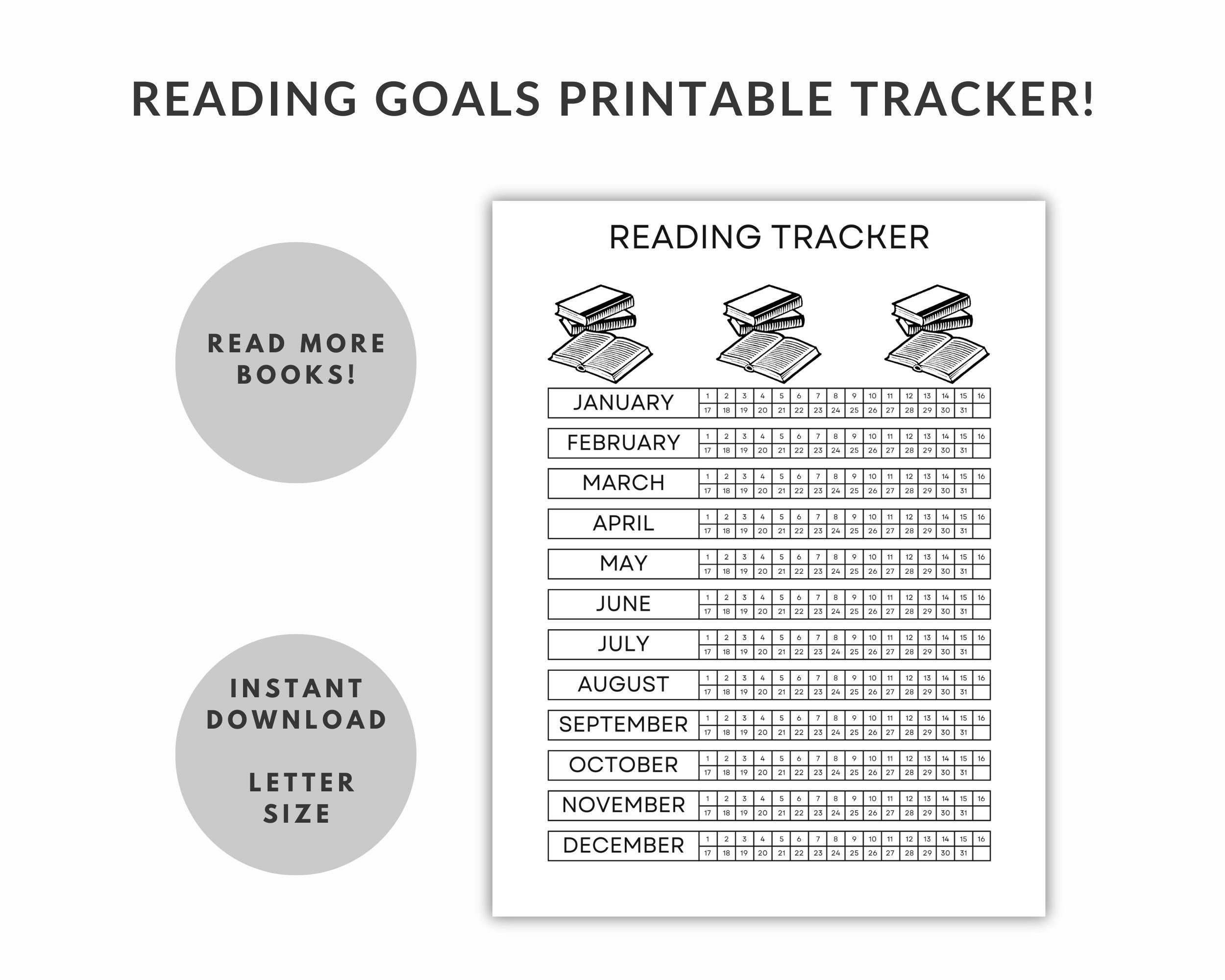 Reading Tracker Printable! Black-white. Grayscale. Motivation in ...