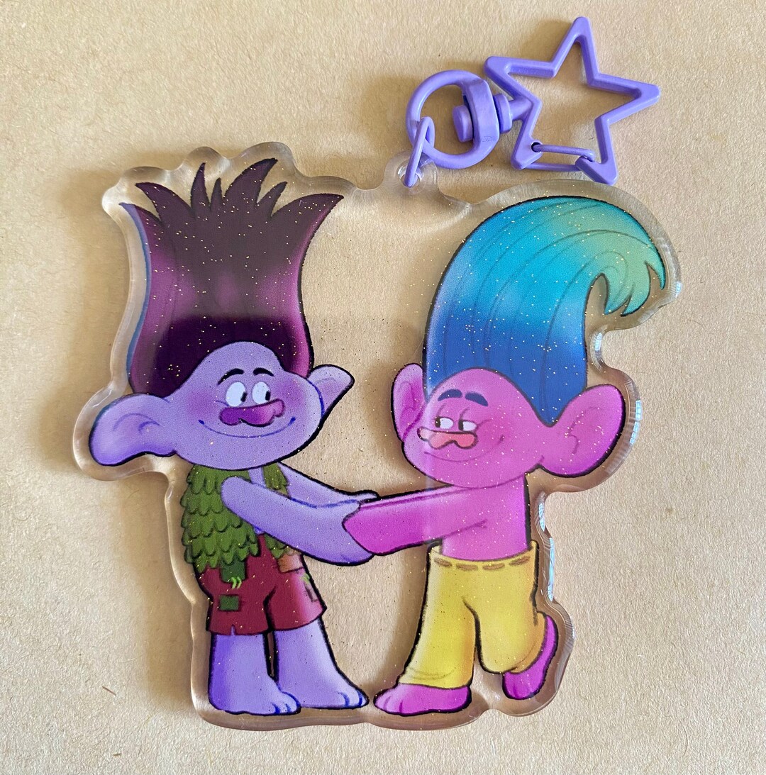 BREEK Troll Acrylic Glitter Keychain - Etsy