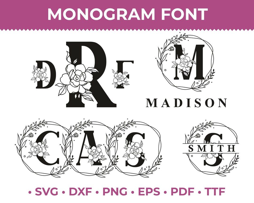 Bridal Monogram SVG, TTF Alphabet, Fancy Monogram Svg, School Monogram ...