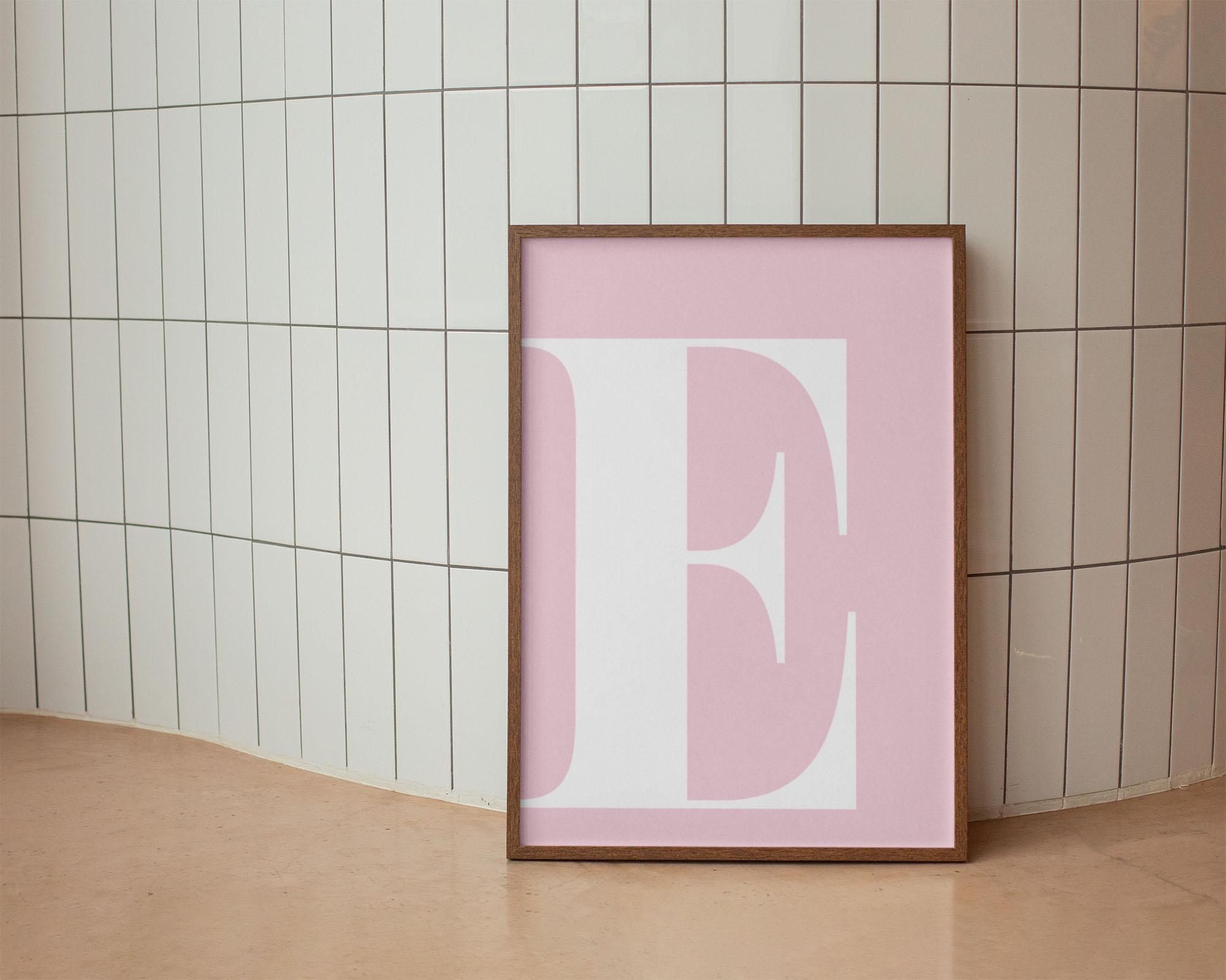 E Letter Poster E Poster Inital Wall Decor Initial Wall Art Monogram ...