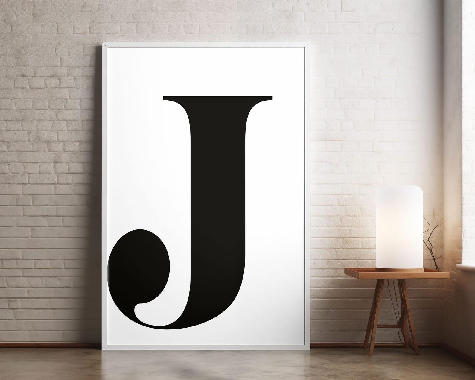 J Letter Poster J Poster Inital Wall Decor Initial Wall Art Monogram ...