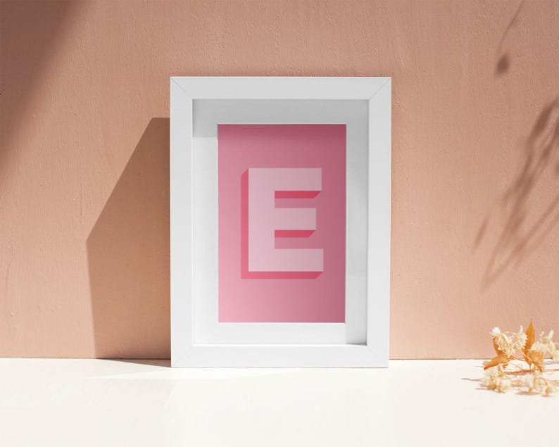 E Letter Poster E Poster Inital Wall Decor Initial Wall Art Monogram ...