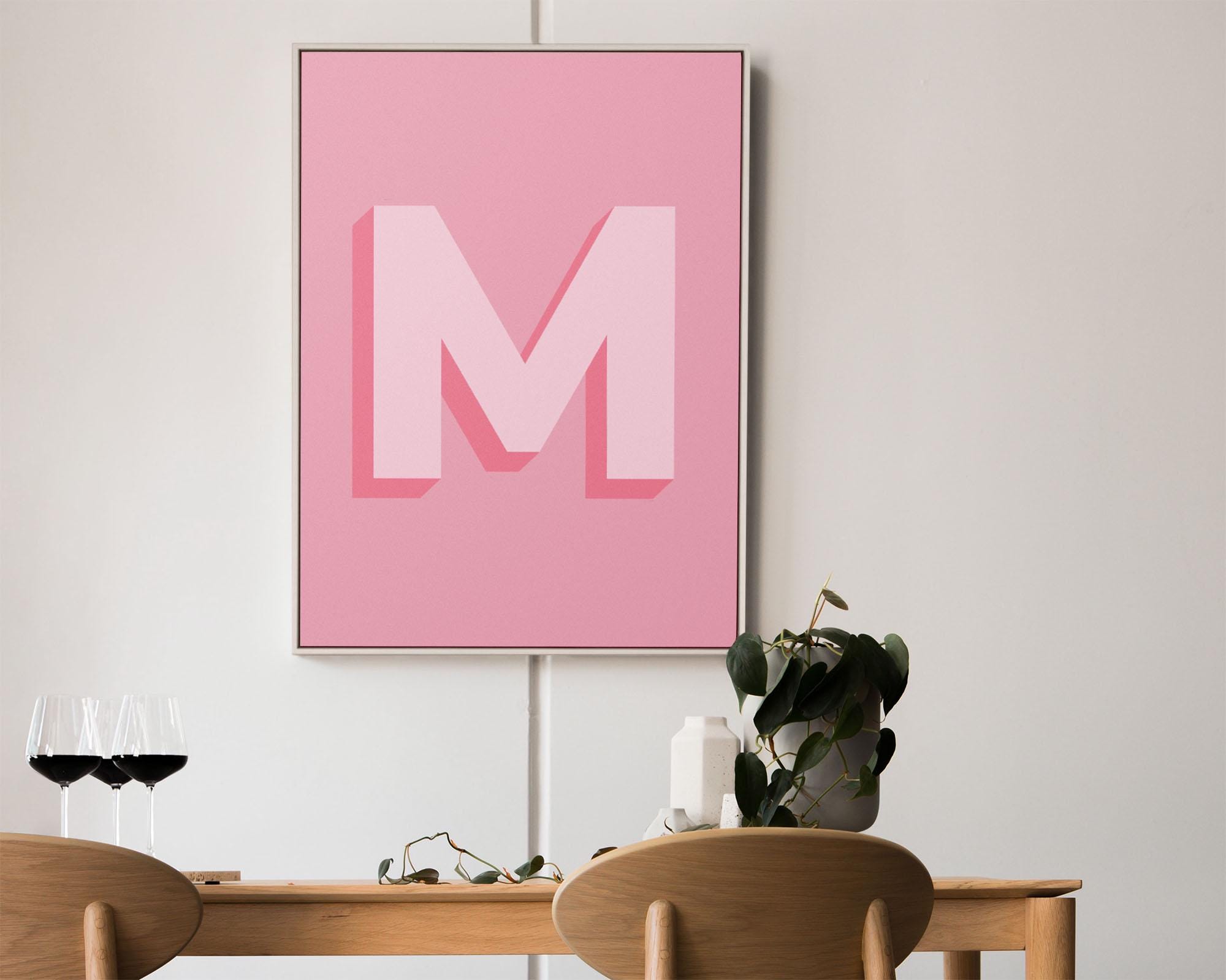 M Letter Poster M Poster Inital Wall Decor Initial Wall Art Monogram ...