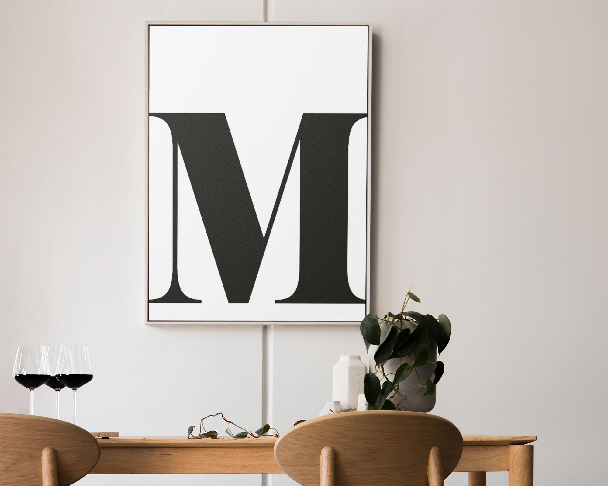 M Letter Poster M Poster Inital Wall Decor Initial Wall Art Monogram ...