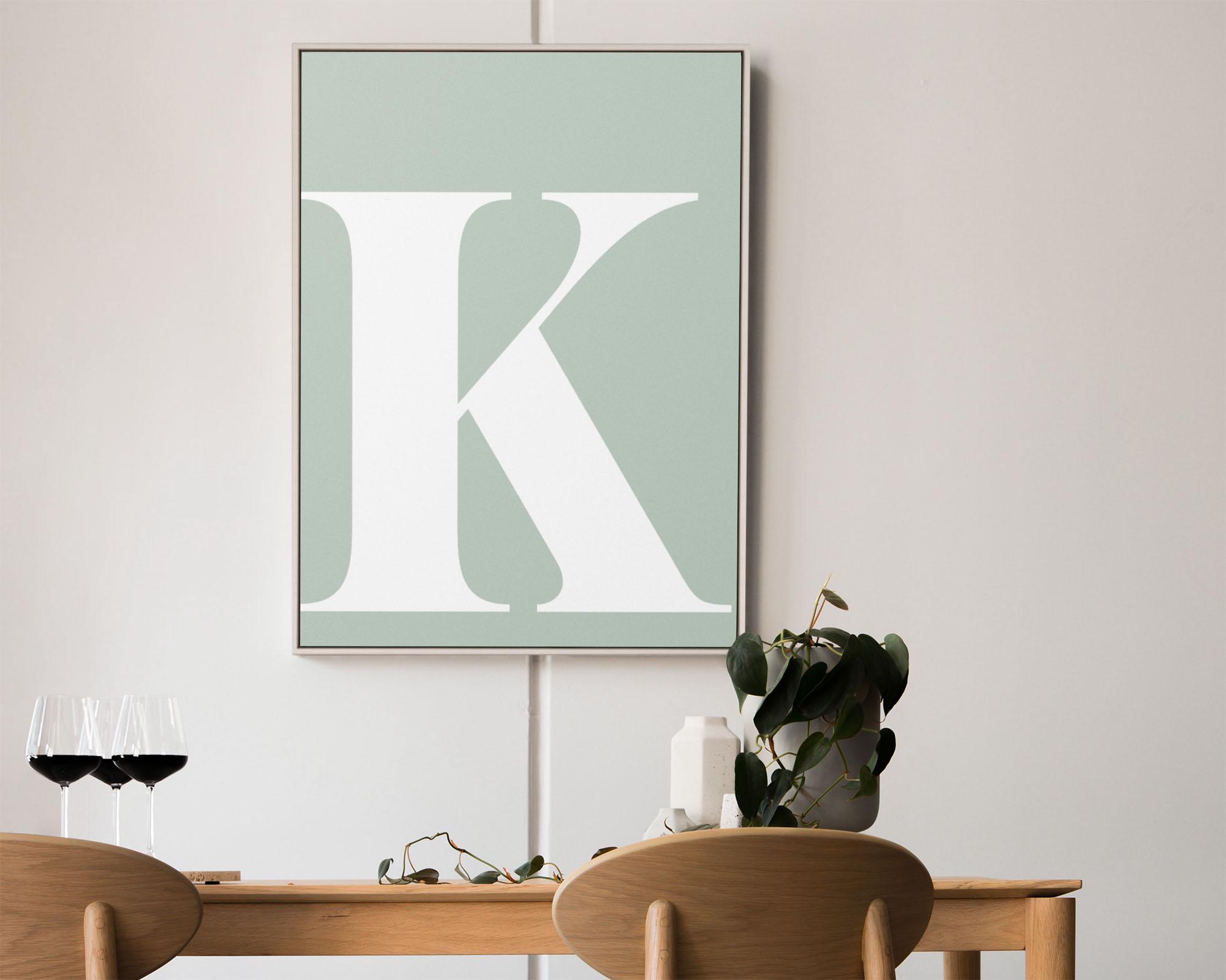 K Letter Poster K Poster Inital Wall Decor Initial Wall Art Monogram ...