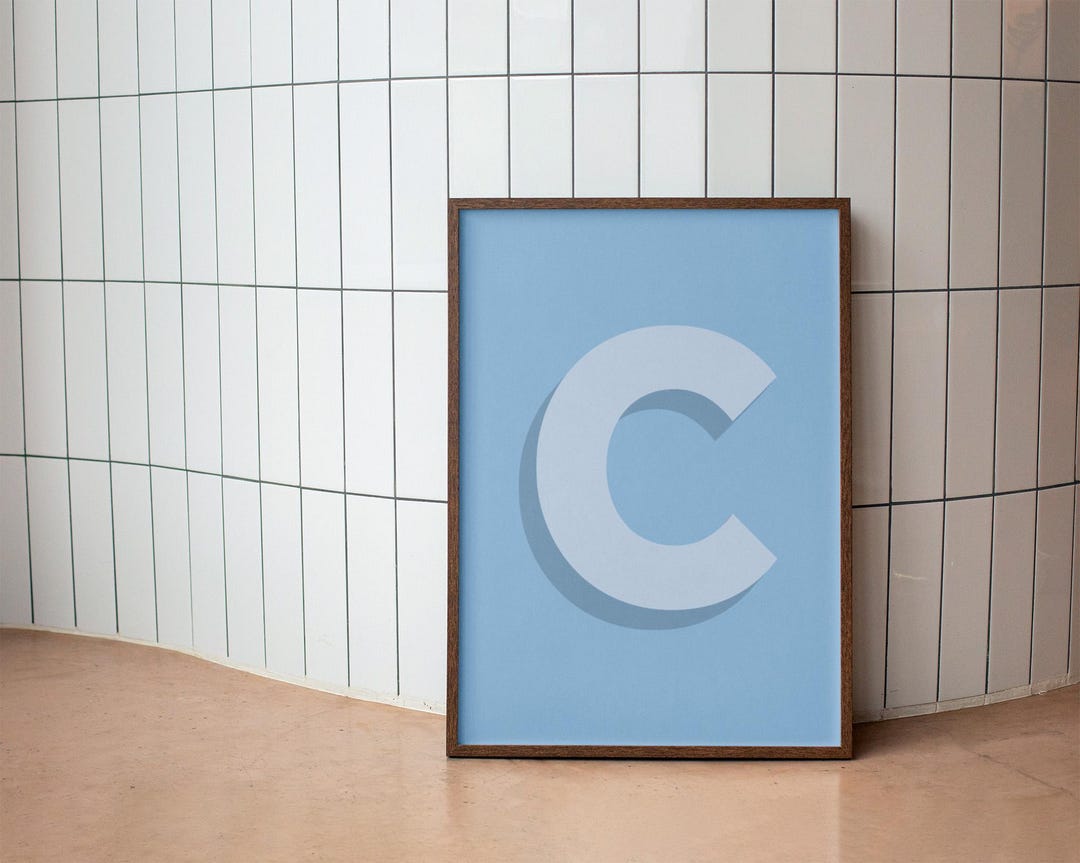 C Letter Poster C Poster Inital Wall Decor Initial Wall Art Monogram ...