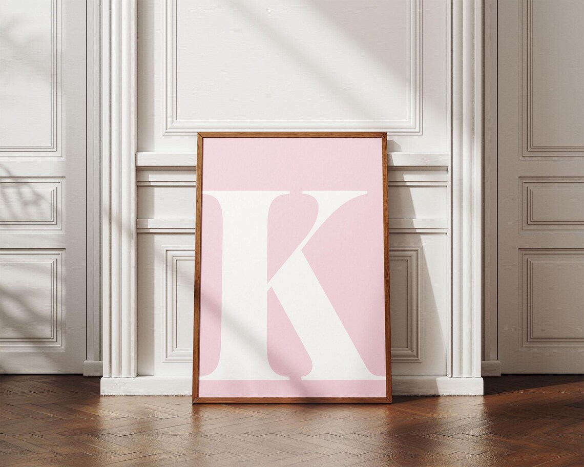 K Letter Poster K Poster Inital Wall Decor Initial Wall Art Monogram ...