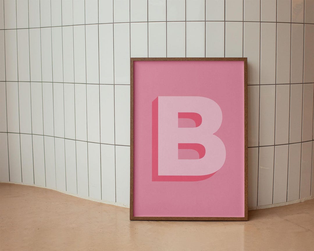 B Letter Poster B Poster Inital Wall Decor Initial Wall Art Monogram ...