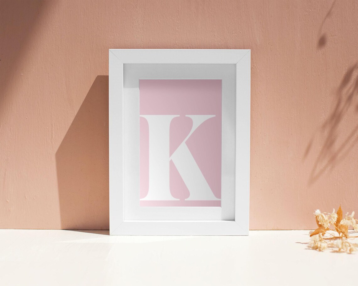 K Letter Poster K Poster Inital Wall Decor Initial Wall Art Monogram ...