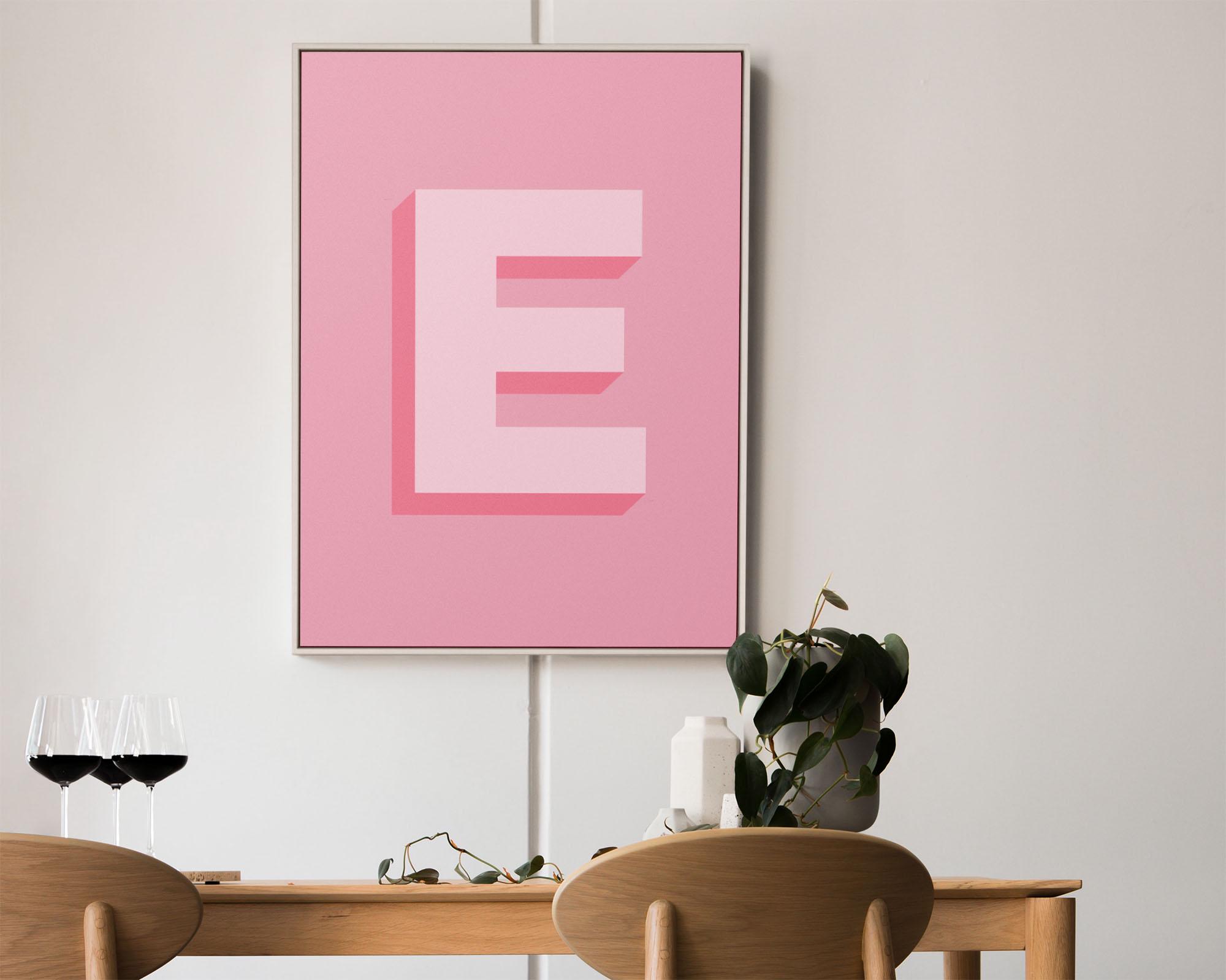 E Letter Poster E Poster Inital Wall Decor Initial Wall Art Monogram ...