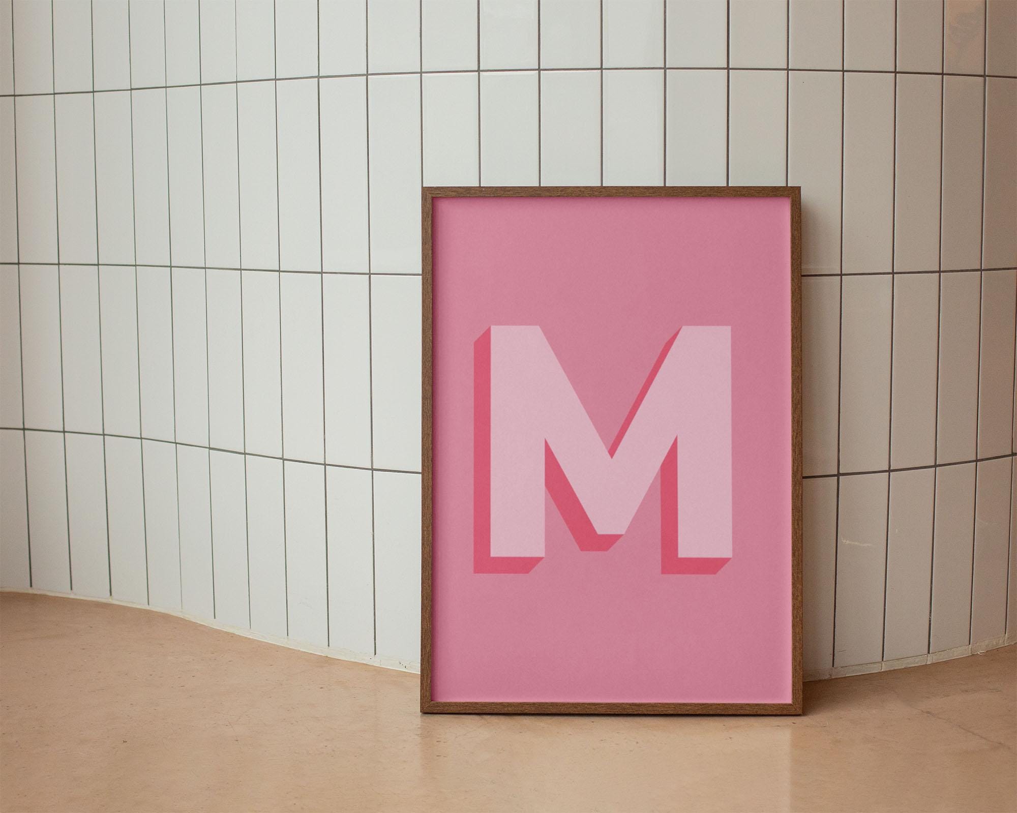 M Letter Poster M Poster Inital Wall Decor Initial Wall Art Monogram ...