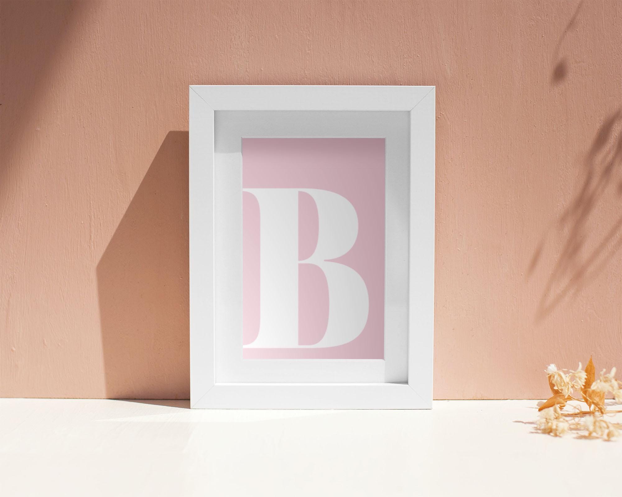B Letter Poster B Poster Inital Wall Decor Initial Wall Art Monogram ...