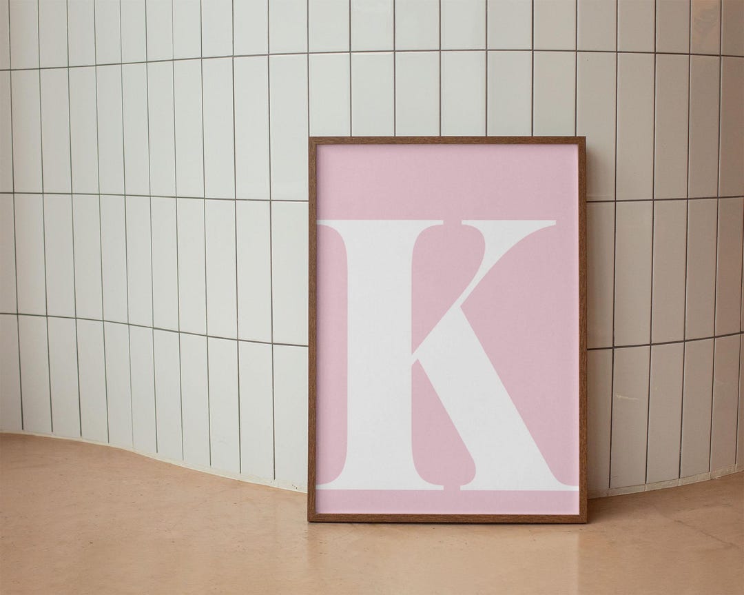 K Letter Poster K Poster Inital Wall Decor Initial Wall Art Monogram ...