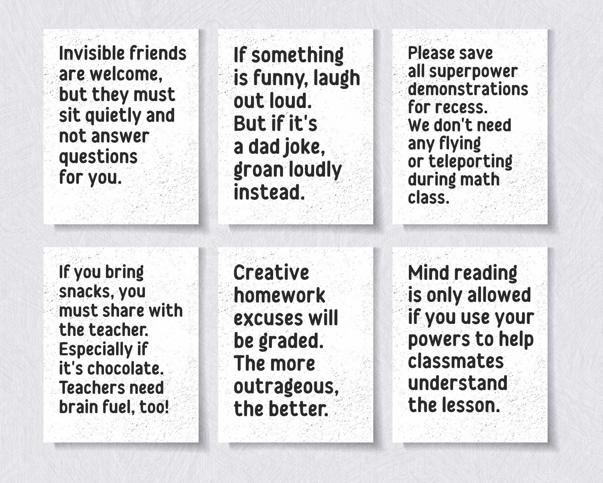 12 Funny Classroom Rules for Middle High School Classroom Decor ...