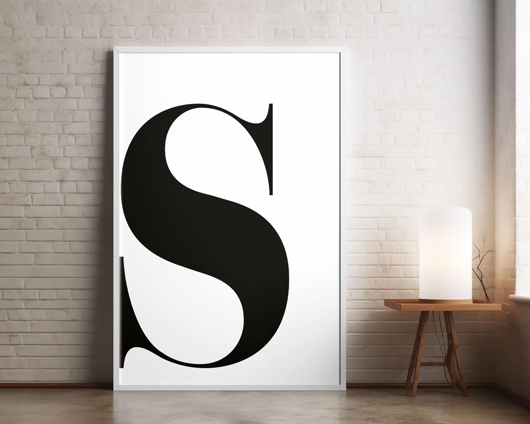 S Letter Poster S Poster Inital Wall Decor Initial Wall Art Monogram ...