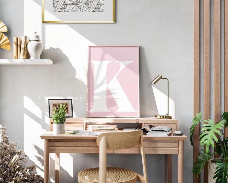 K Letter Poster K Poster Inital Wall Decor Initial Wall Art Monogram ...