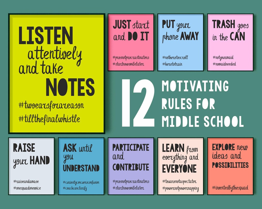 12 Classroom Bulletin Board Hashtag Signs Posters Red Middle High ...