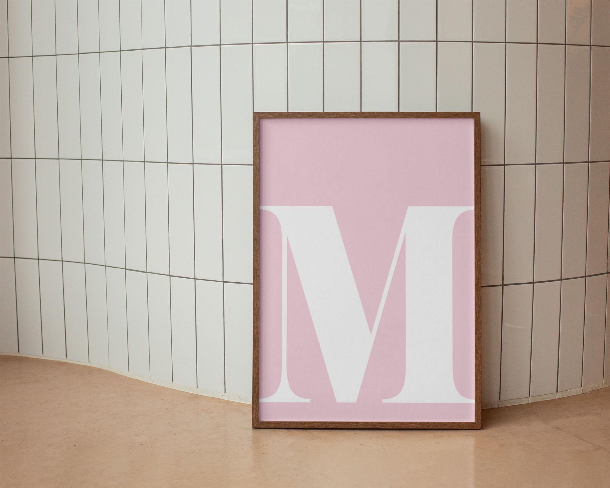 M Letter Poster M Poster Inital Wall Decor Initial Wall Art Monogram ...